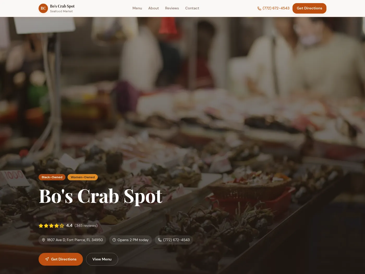 Bo's Crab Spot Website