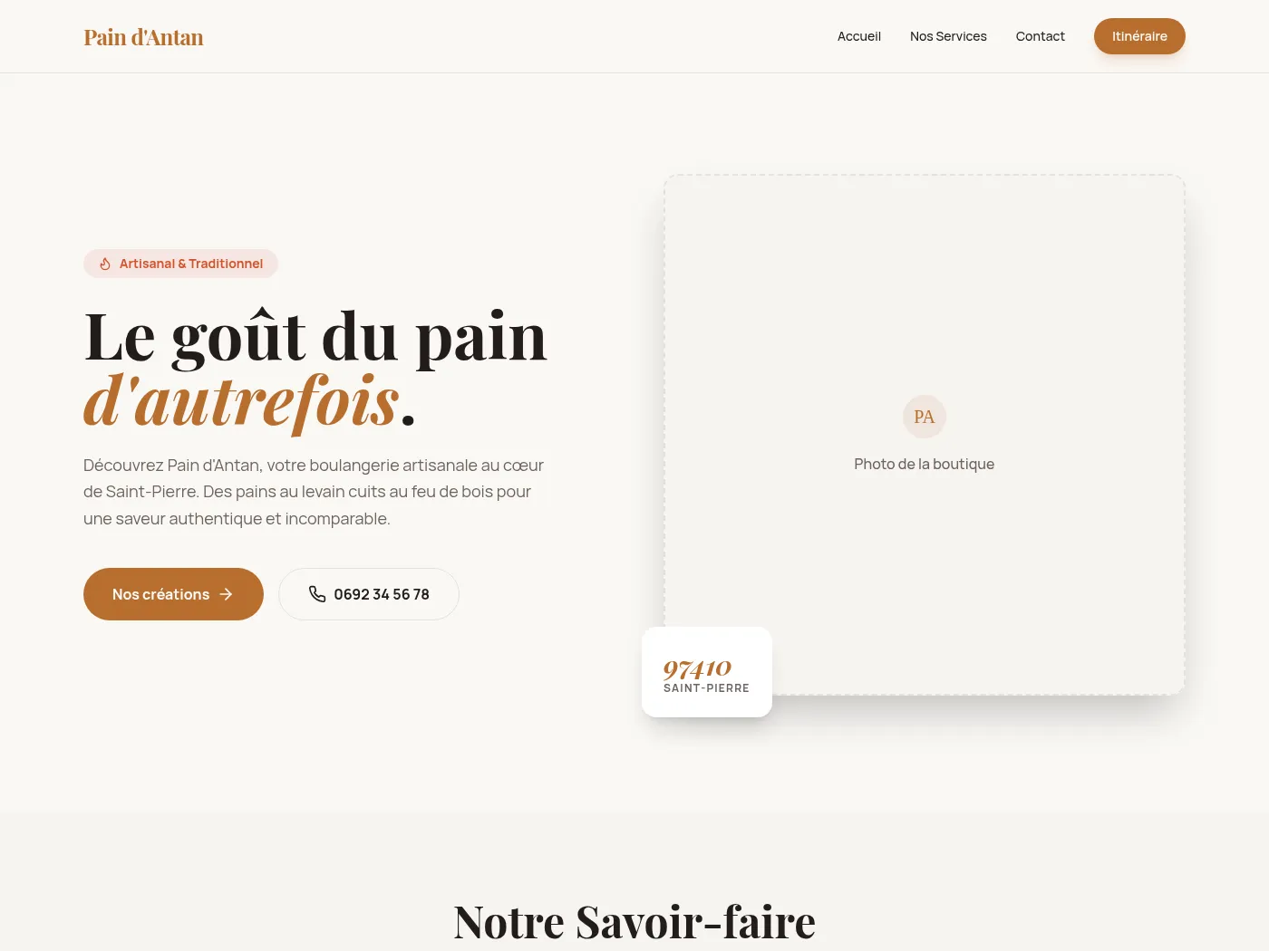 Pain d'Antan Vitrine