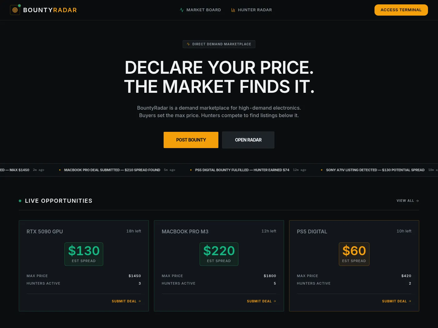 Bounty Radar Marketplace
