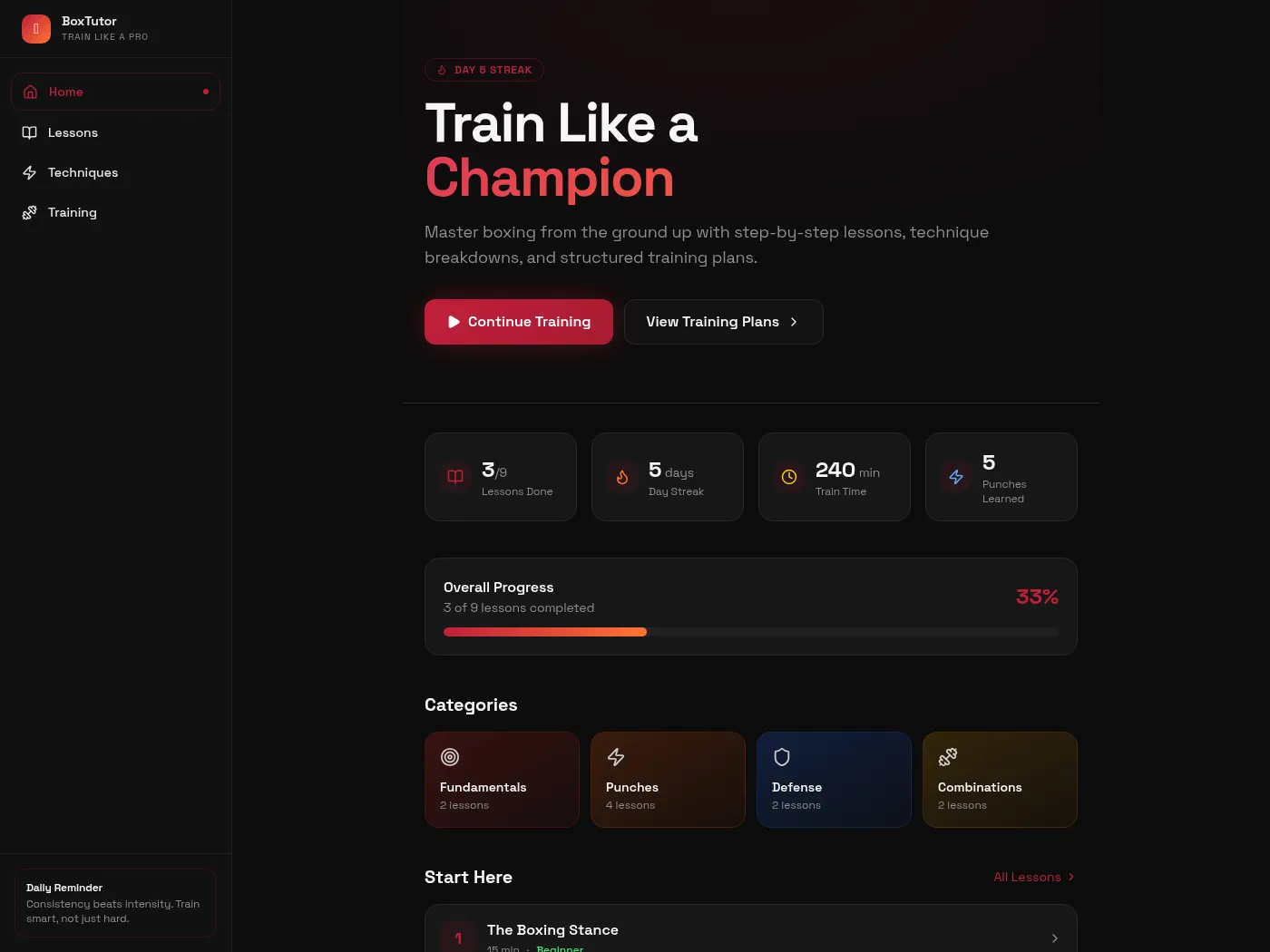 Boxing Tutor App