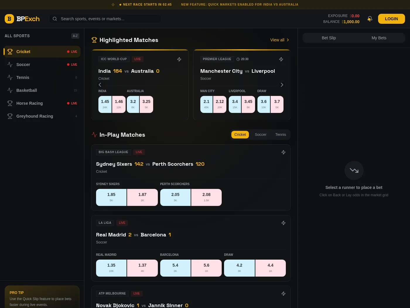 BPExch Live Dashboard