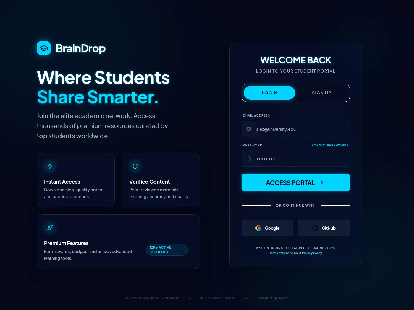 BrainDrop Exchange UI