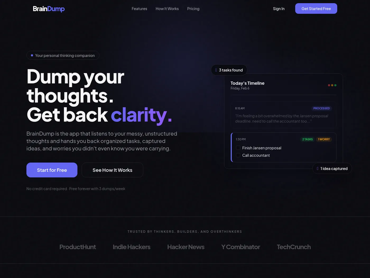 BrainDump Landing Page