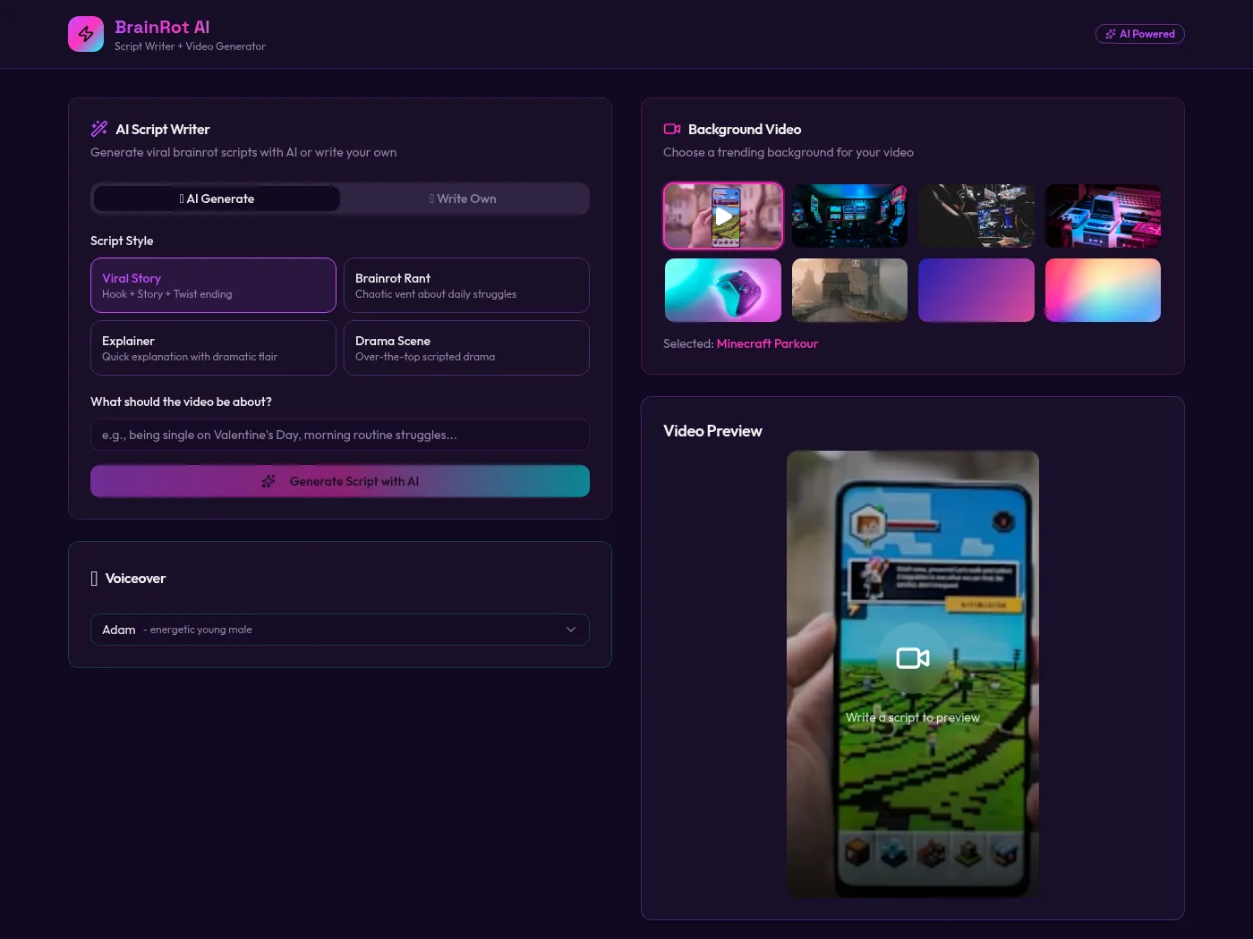 BrainRot AI Script Maker