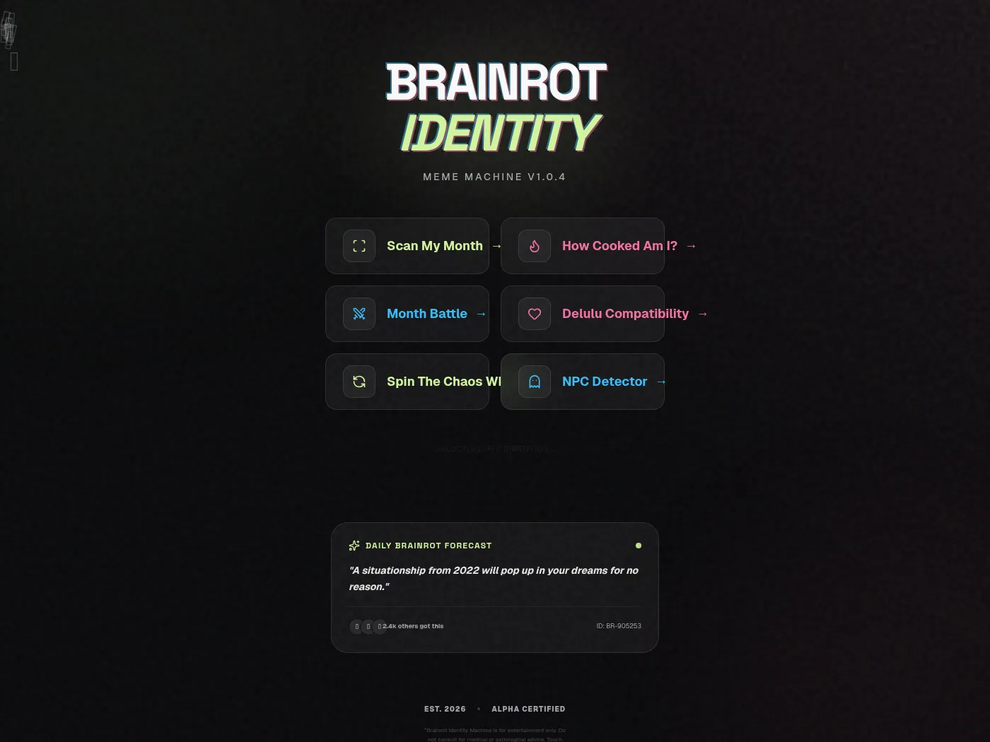 Brainrot Identity Machine