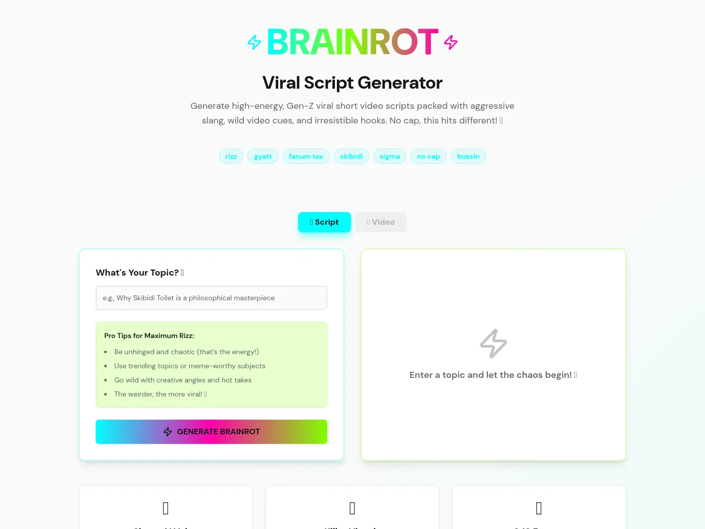 Brainrot Script Generator