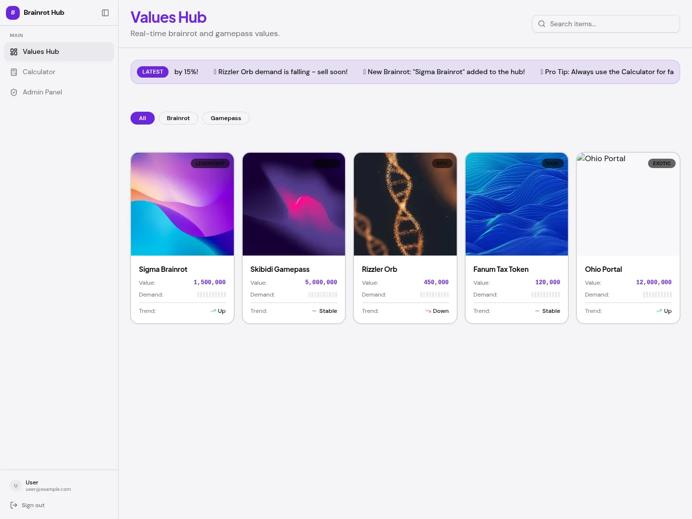 Brainrot Values Hub