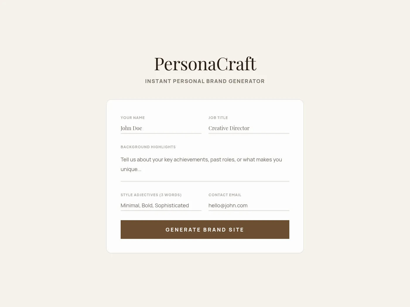 PersonaCraft Site Generator