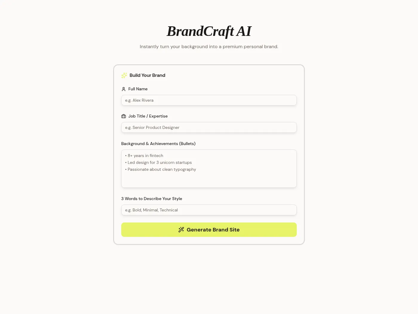 BrandCraft AI Site Builder