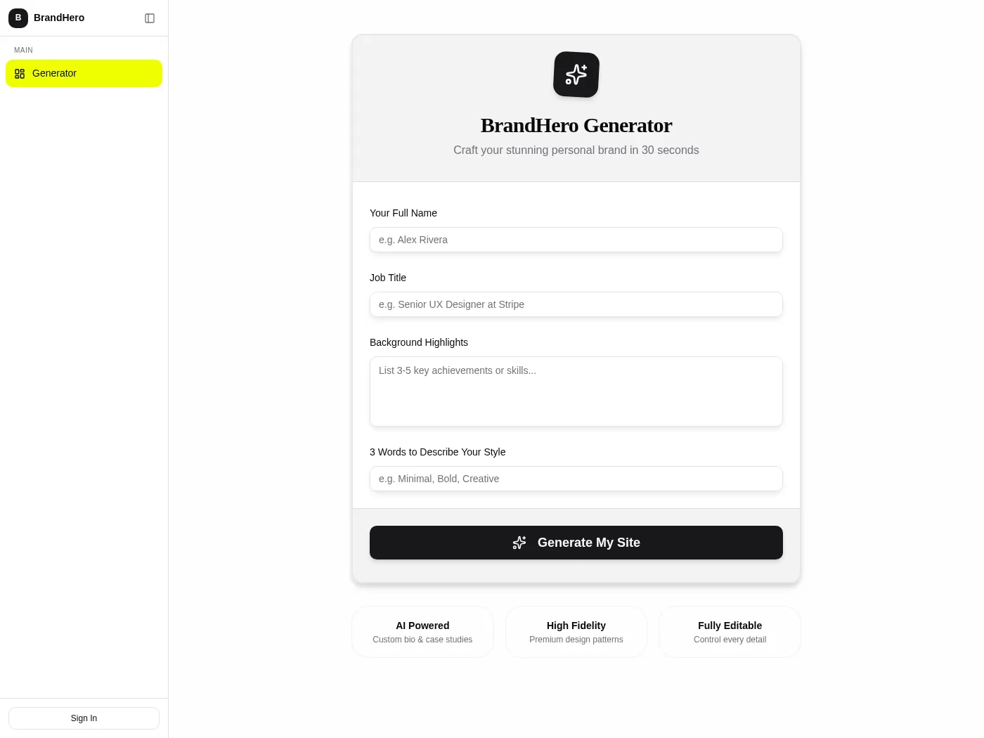 BrandHero Generator