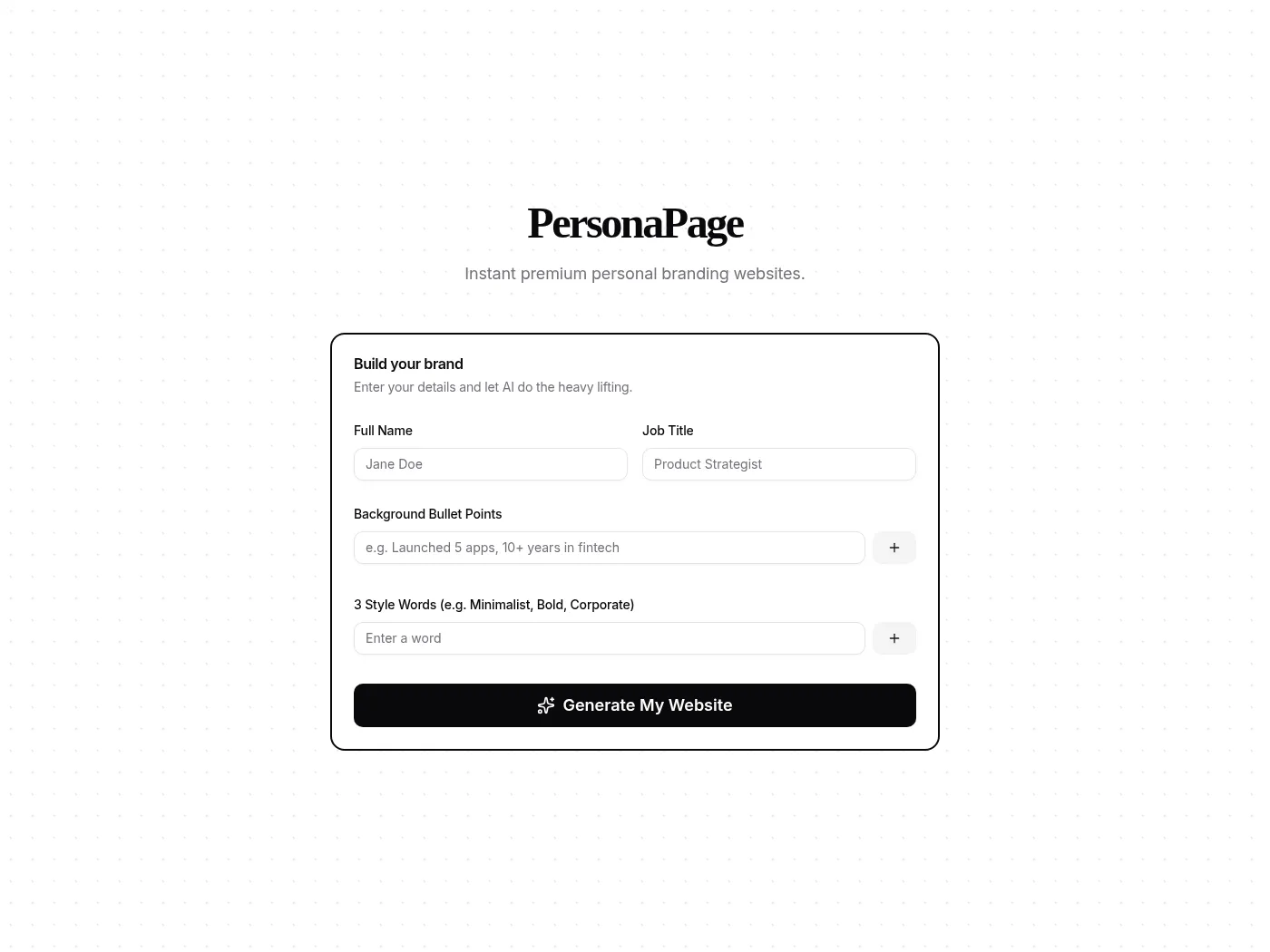 PersonaPage Builder
