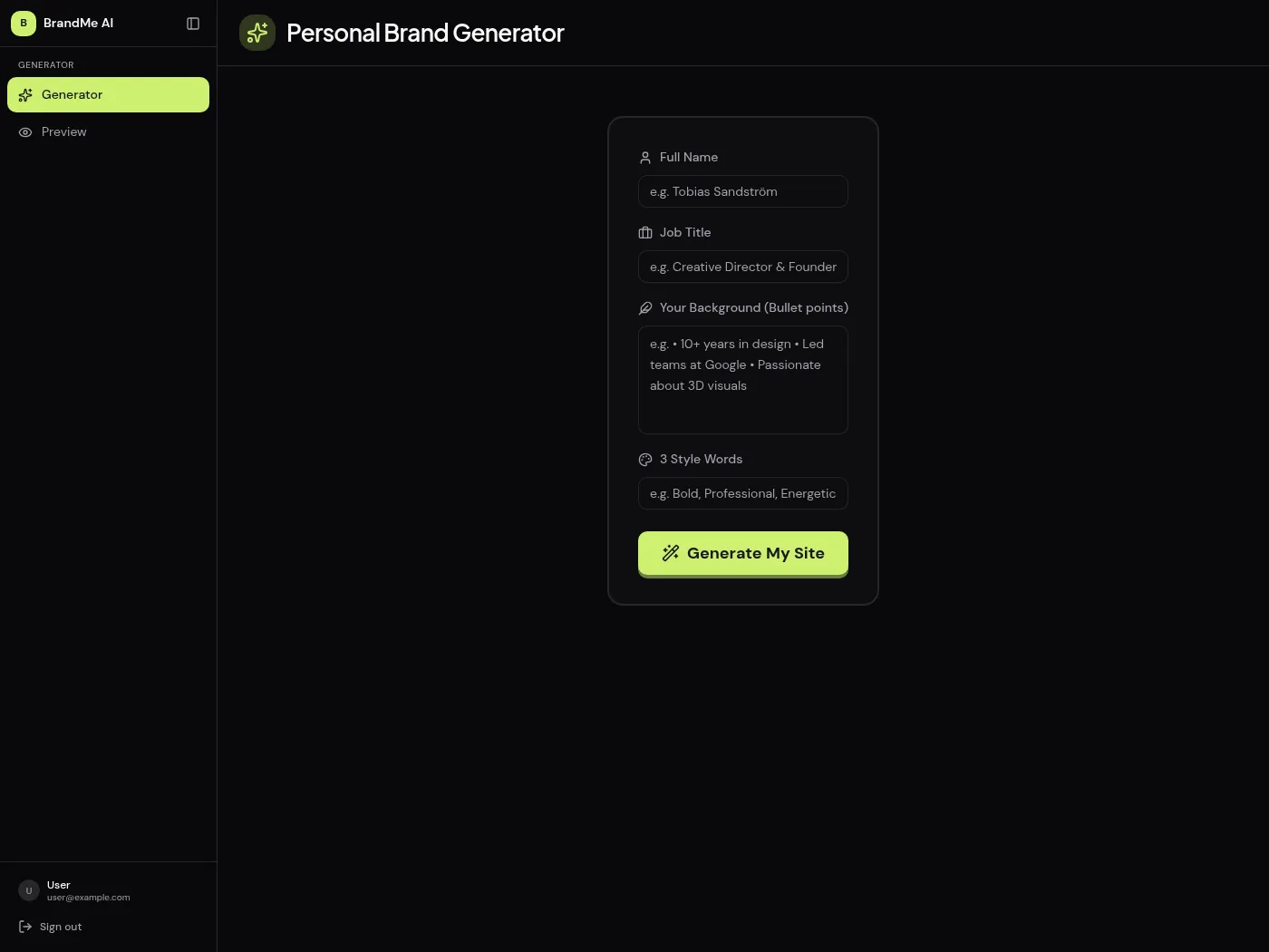 BrandMe AI Site Builder