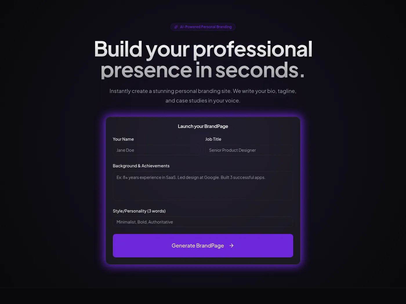 BrandPage AI Generator