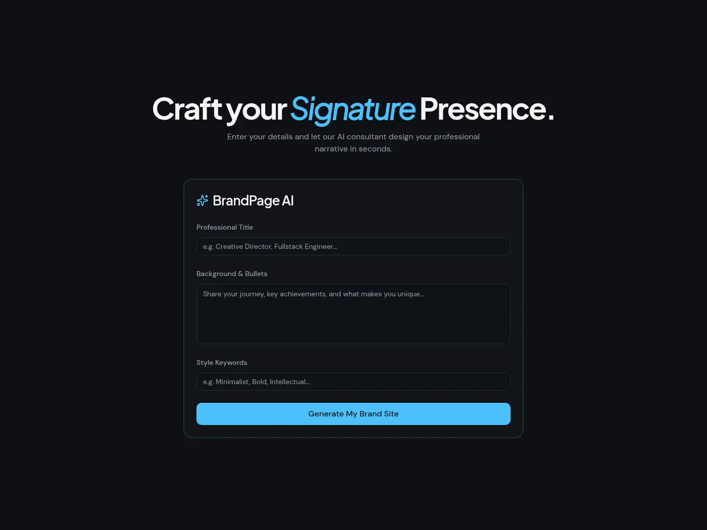 BrandPage AI Generator