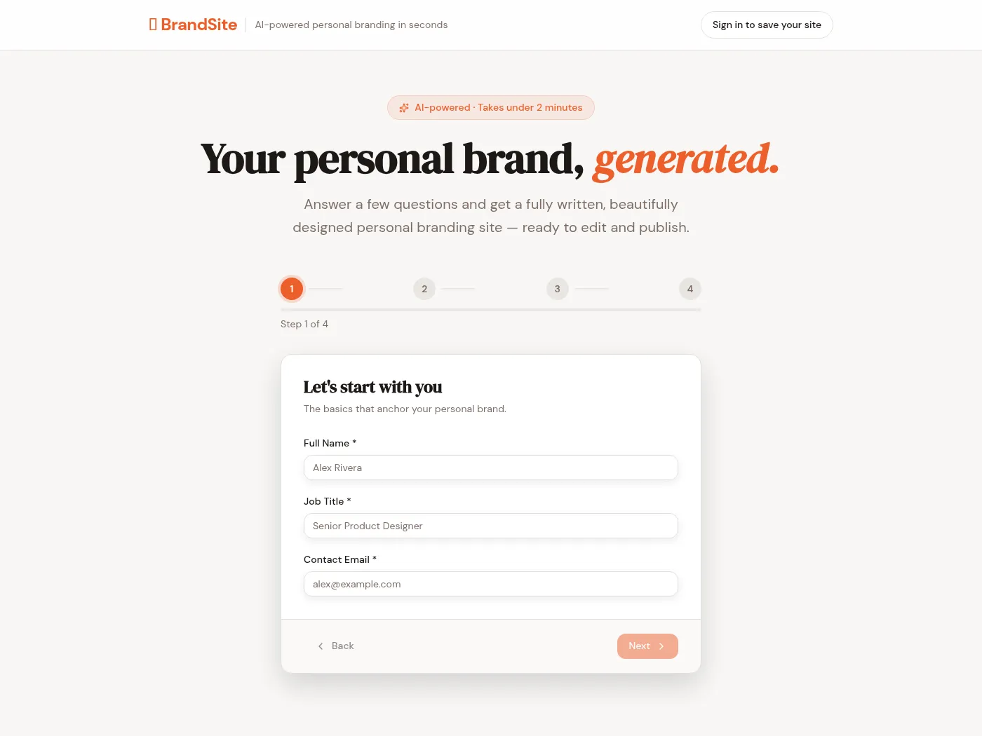 BrandSite AI Generator