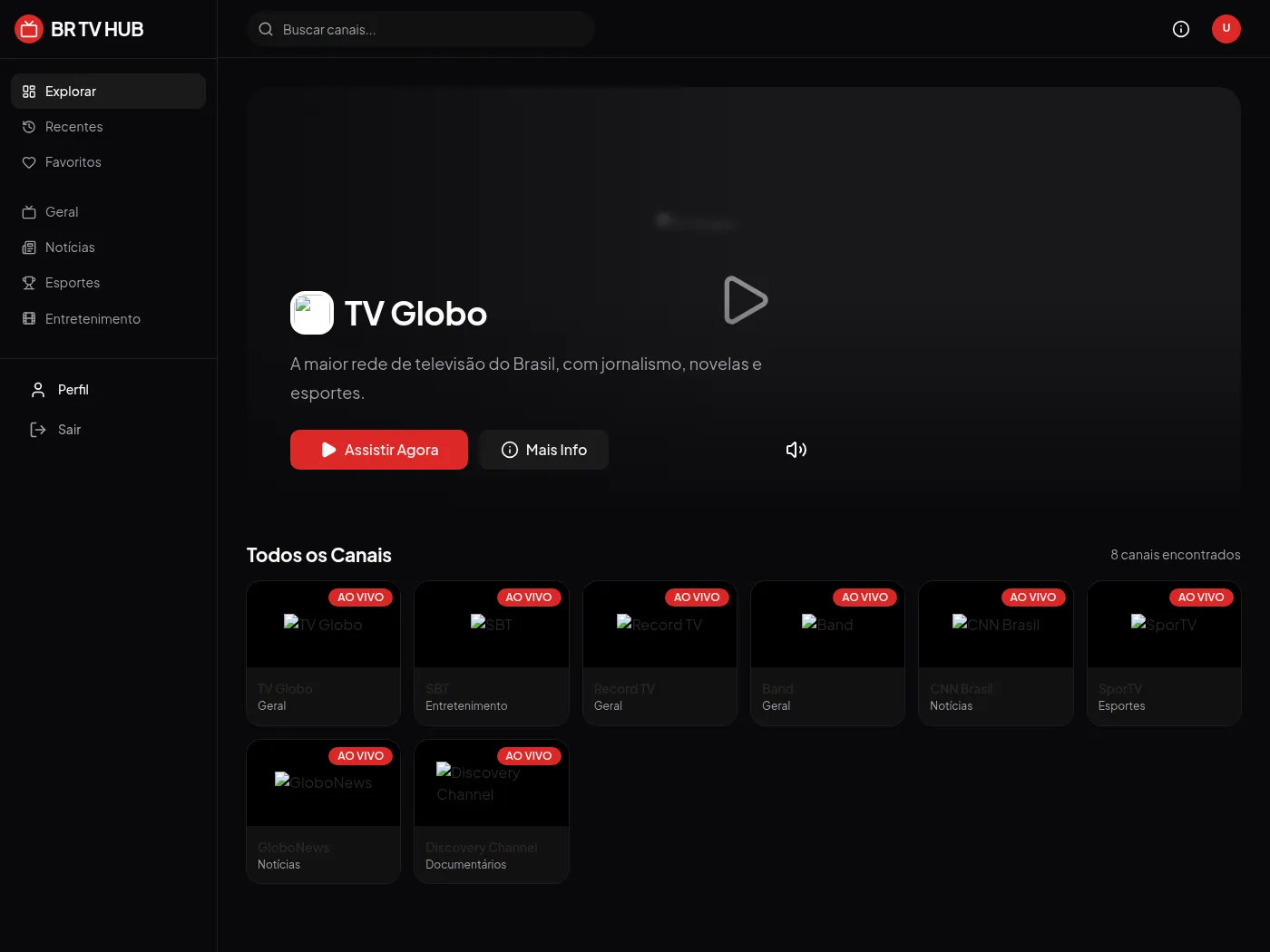 TV Brasil Channels Hub