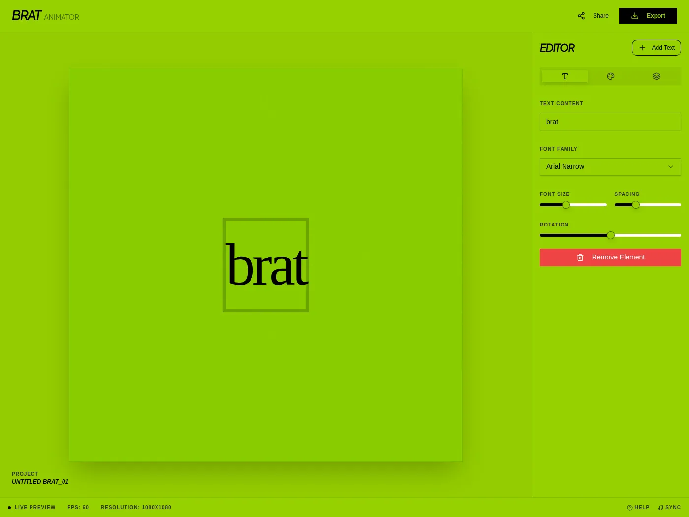 BRAT Text Animator