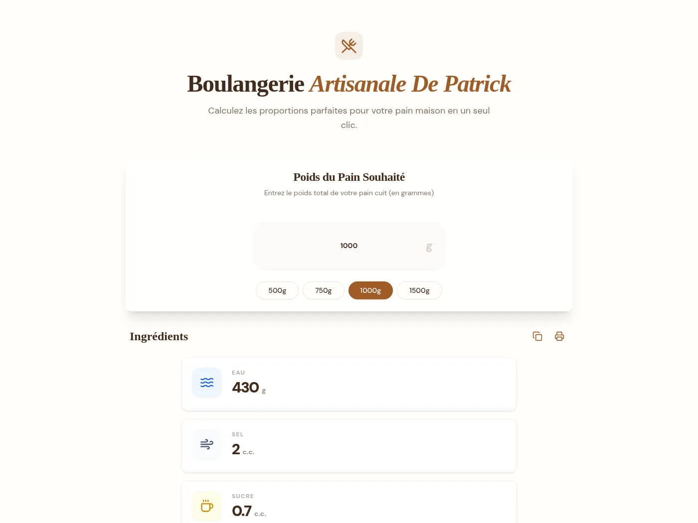 Bread Ingredient Calculator