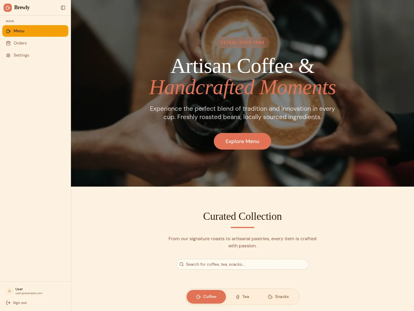 Brewly Coffee Shop
