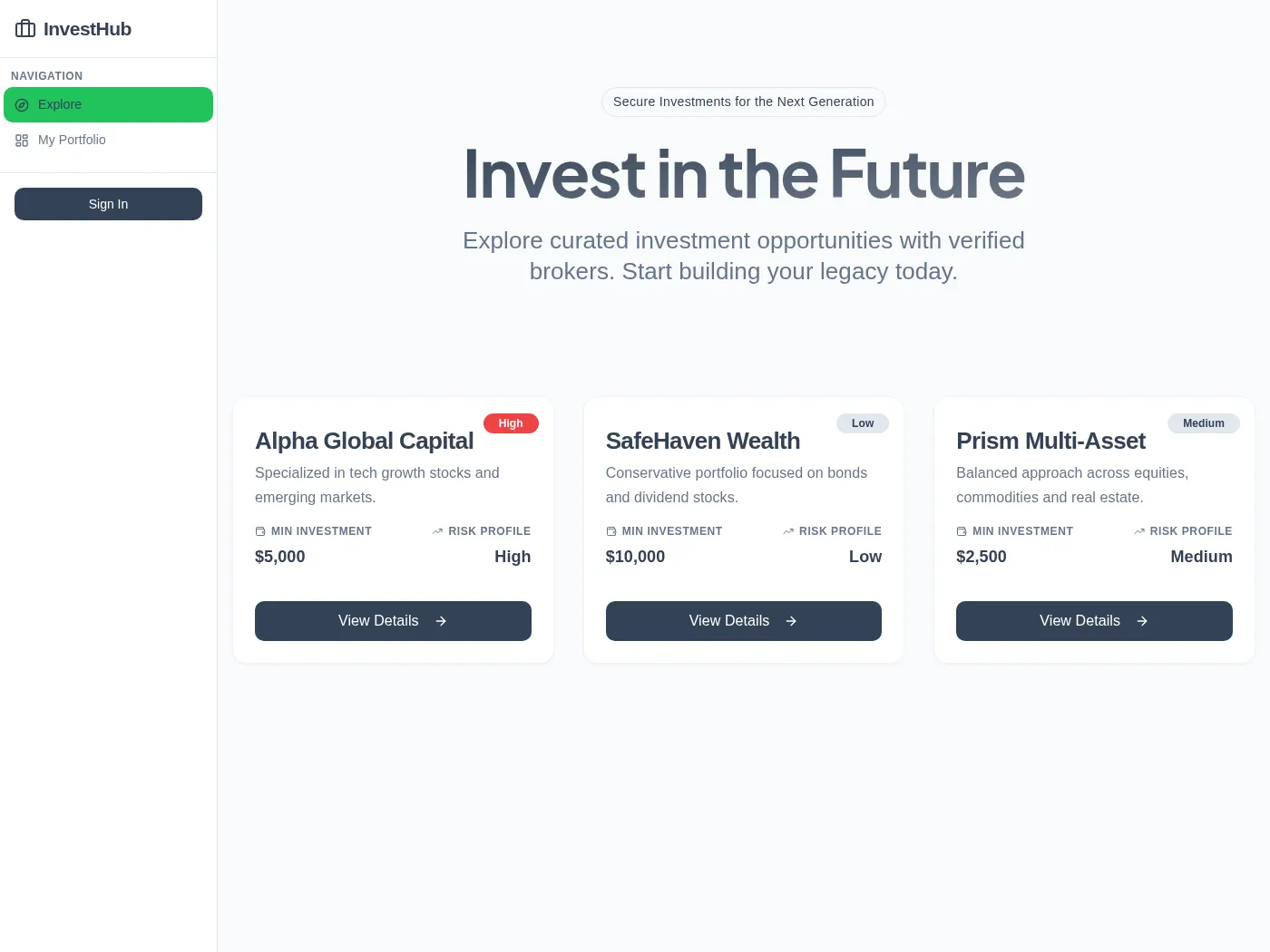 Broker Investment Portal
