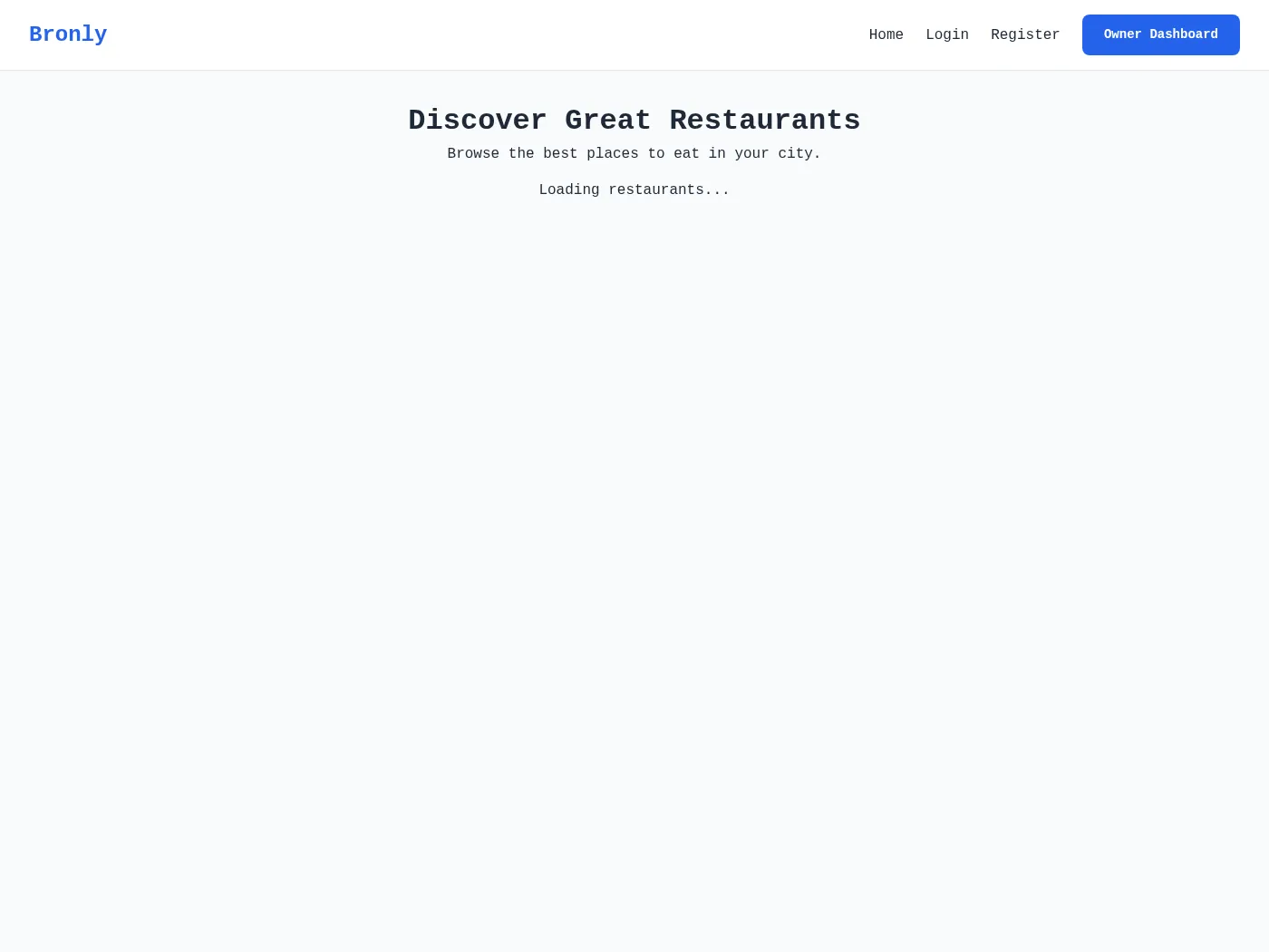 Bronly Restaurant Frontend