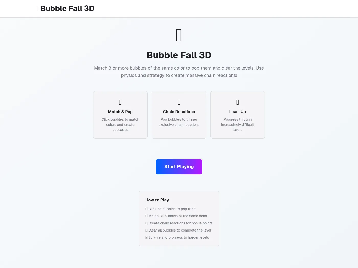 Bubble Fall 3D Clone