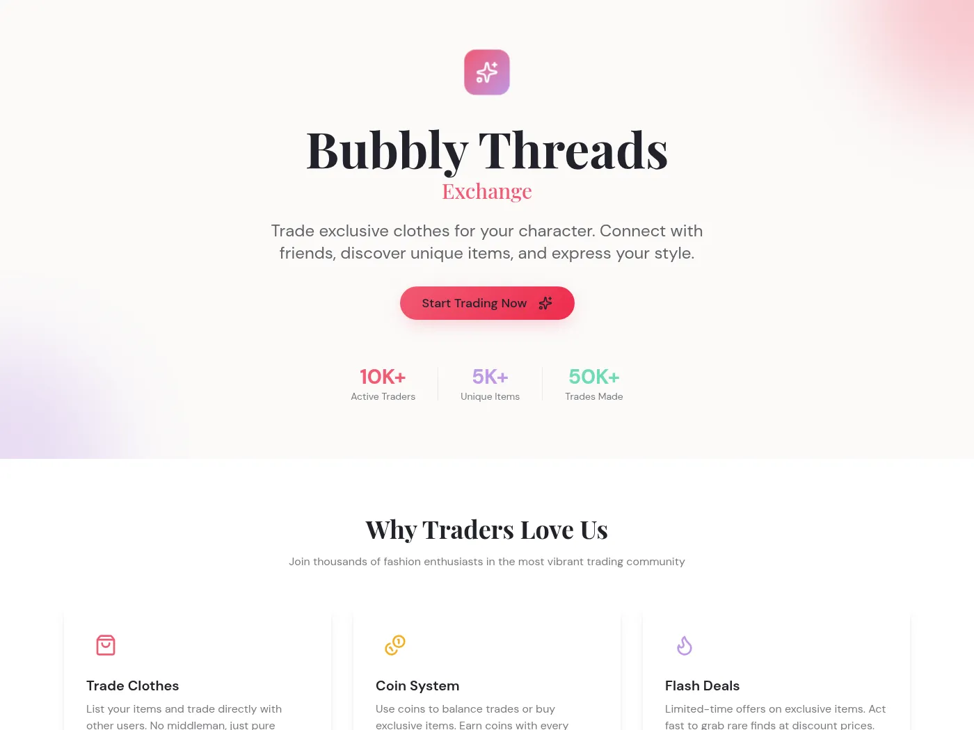 Bubbly Threads Exchange
