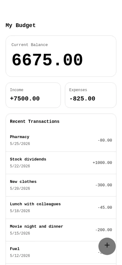 Simple Budget Dashboard