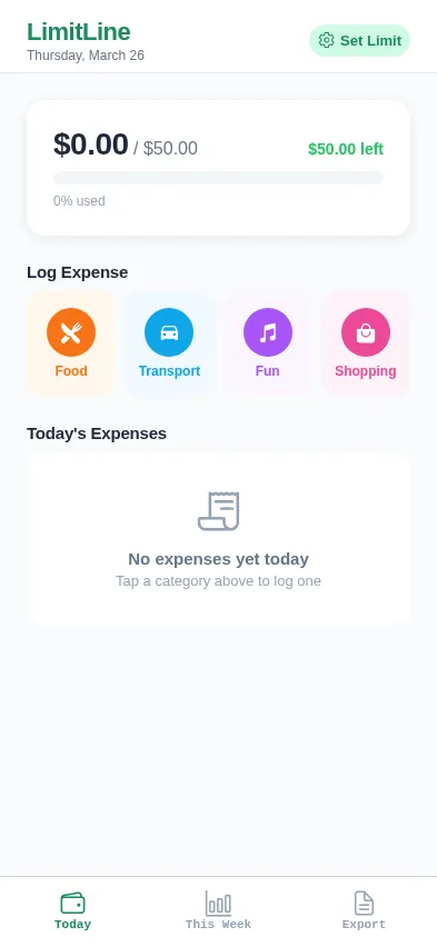 LimitLine Budget App