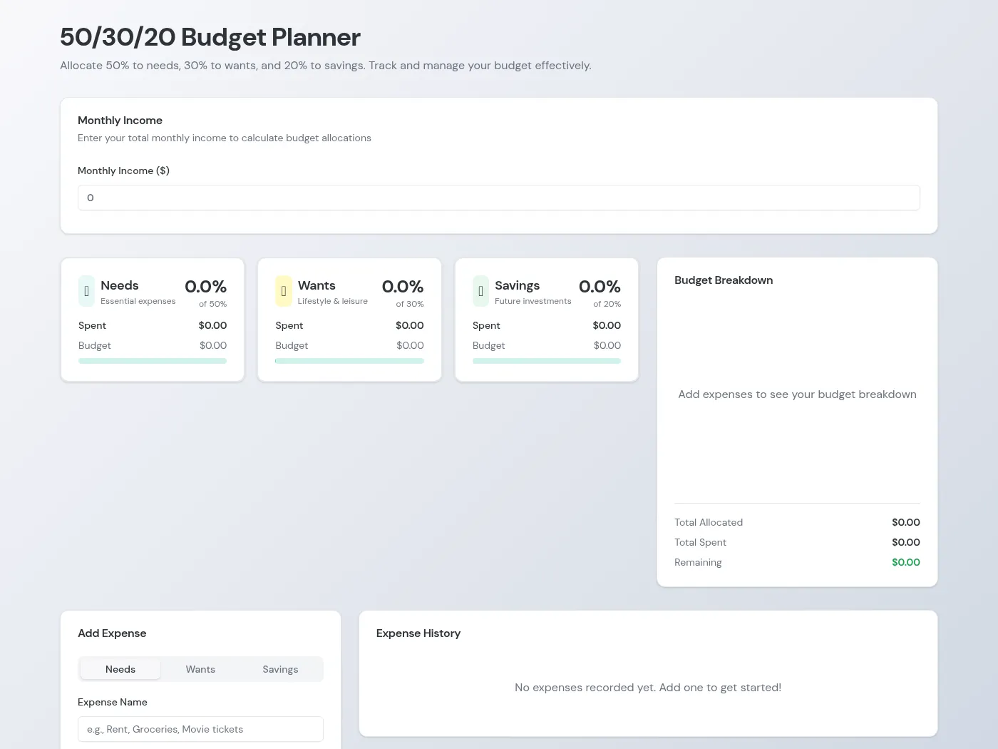 Budget Split Sheet