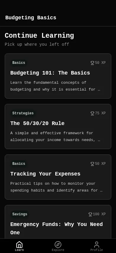 Budgeting Basics Mobile