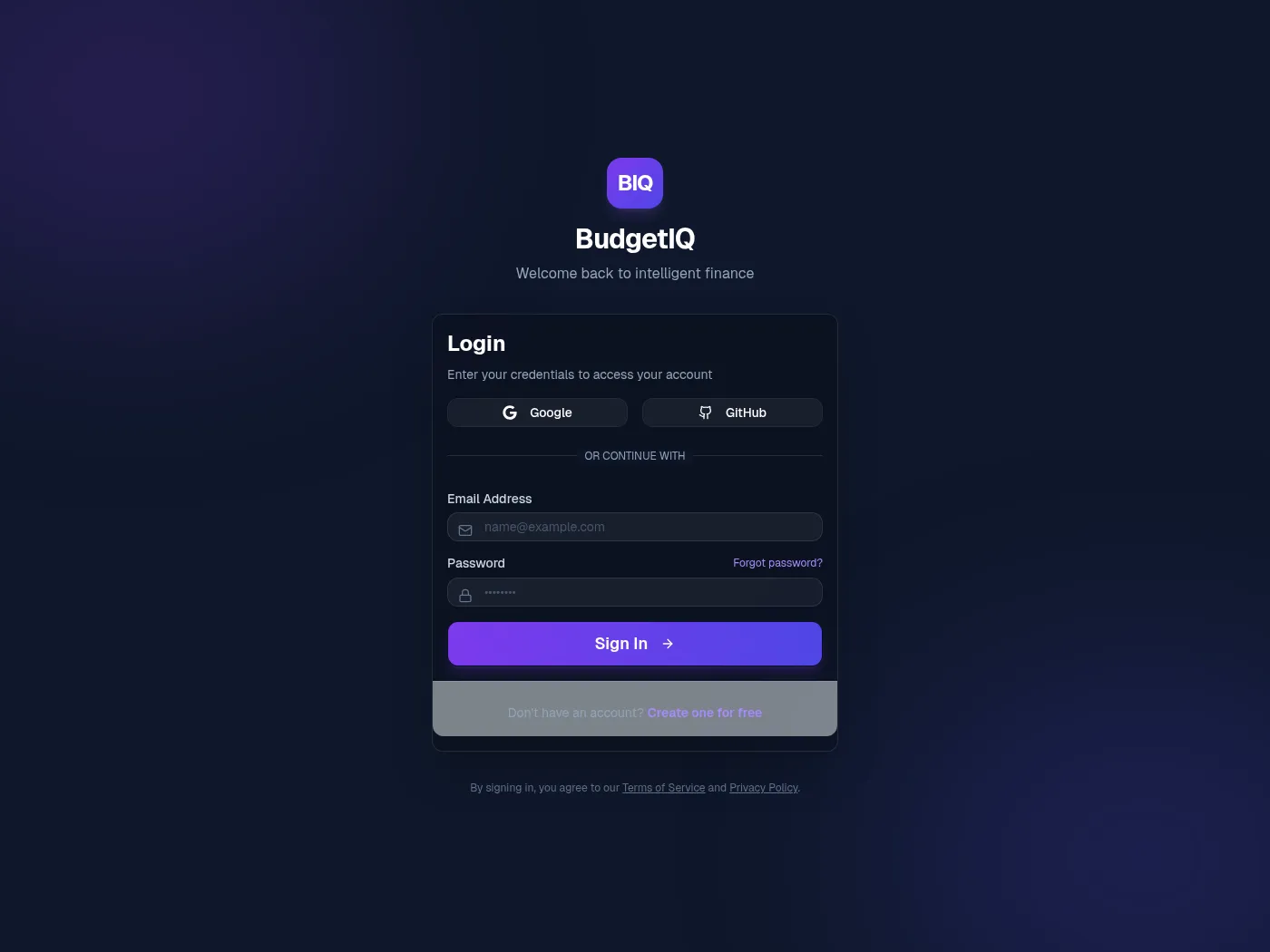 BudgetIQ Dashboard