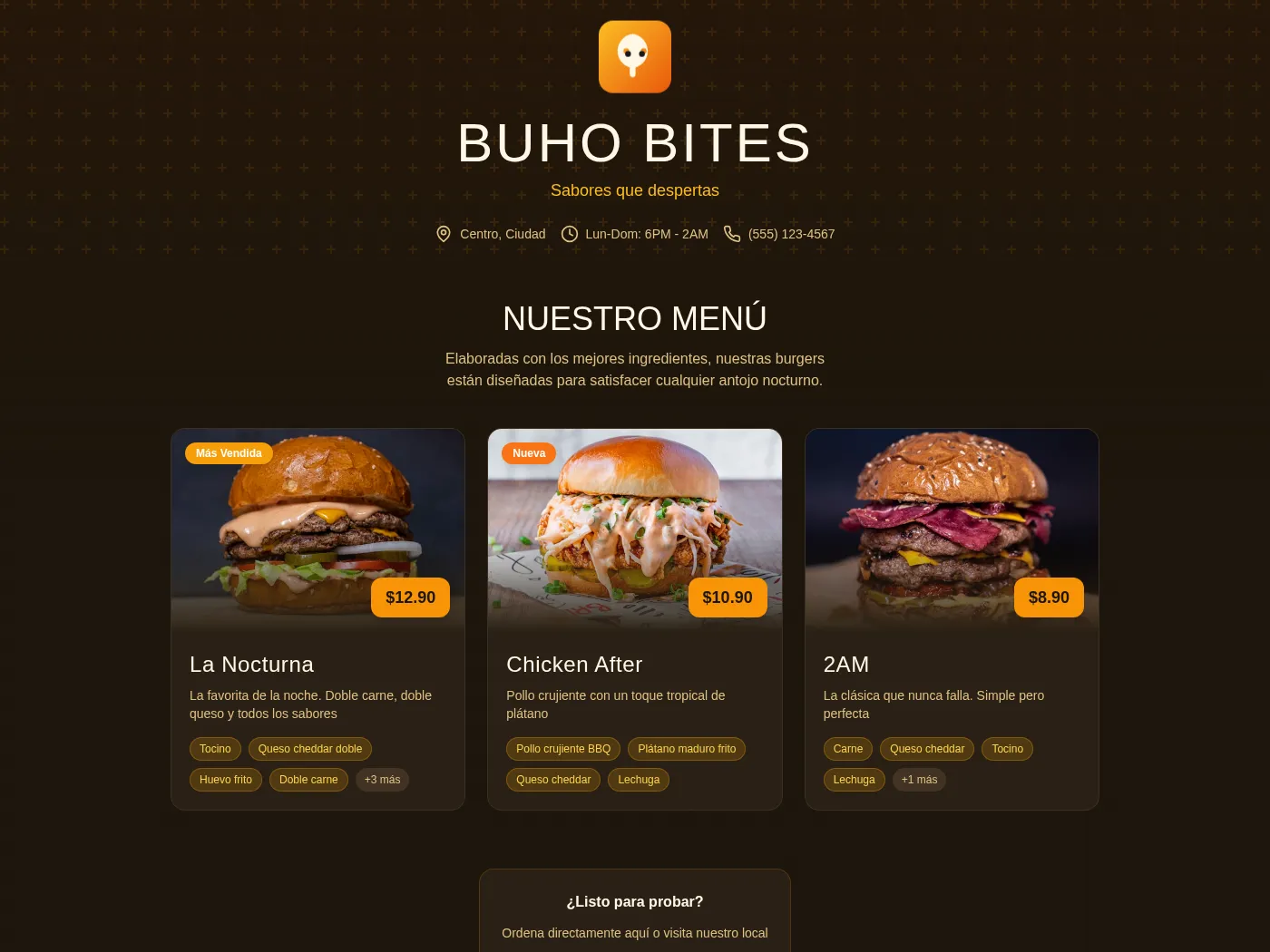 Buho Bites QR Menu