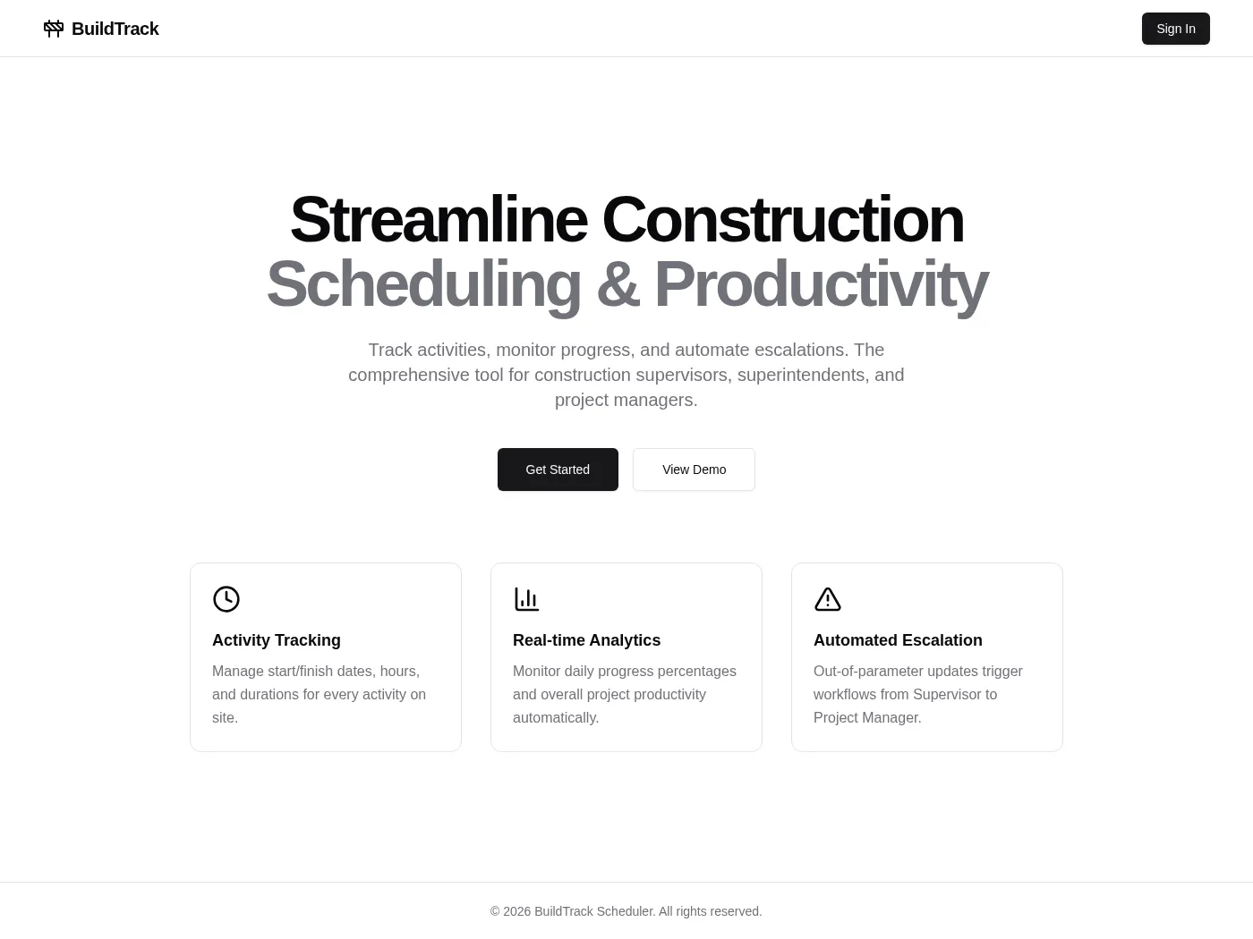 BuildTrack Scheduler