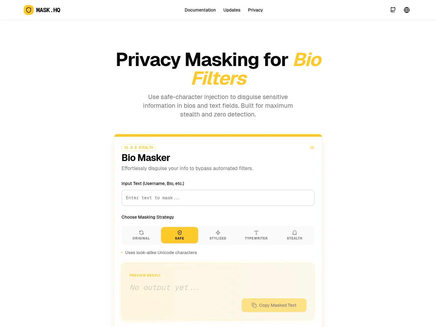 Bumble Safe Username Mask
