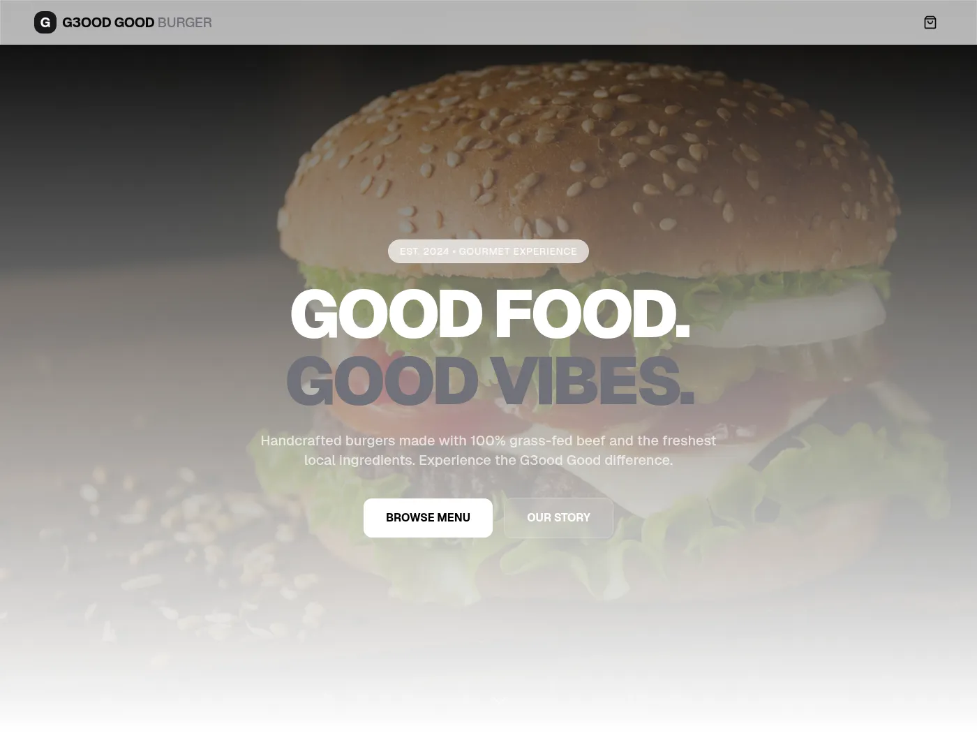 G3ood Good Burger Menu