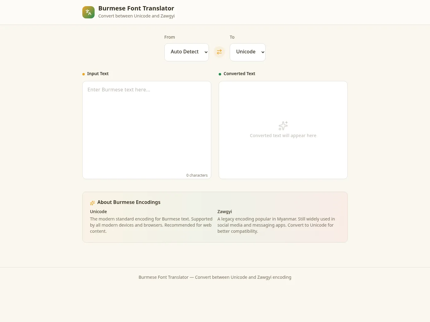 Burmese Font Translator