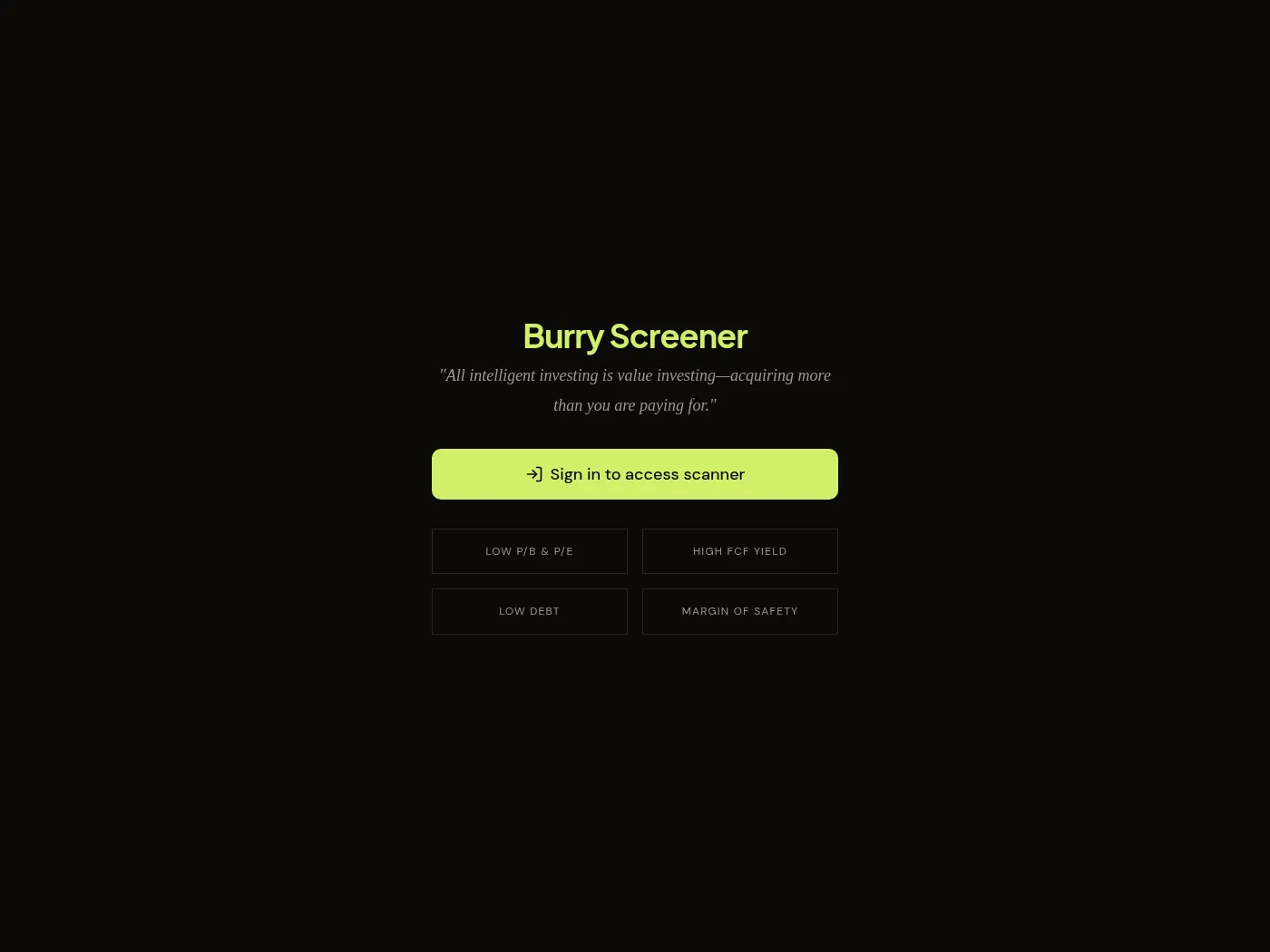 Burry Value Screener