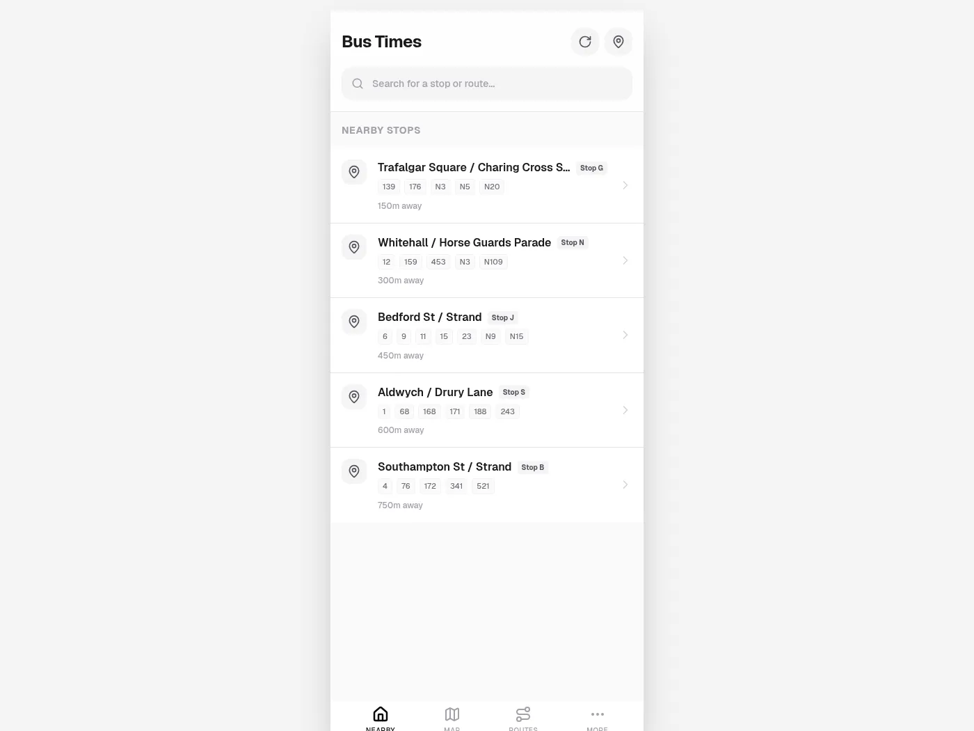 BusTimes UI Clone