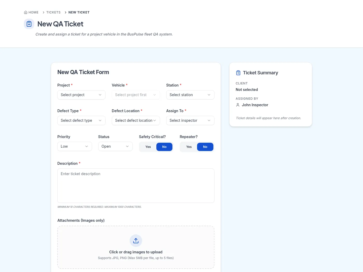 BusPulse New Ticket UI