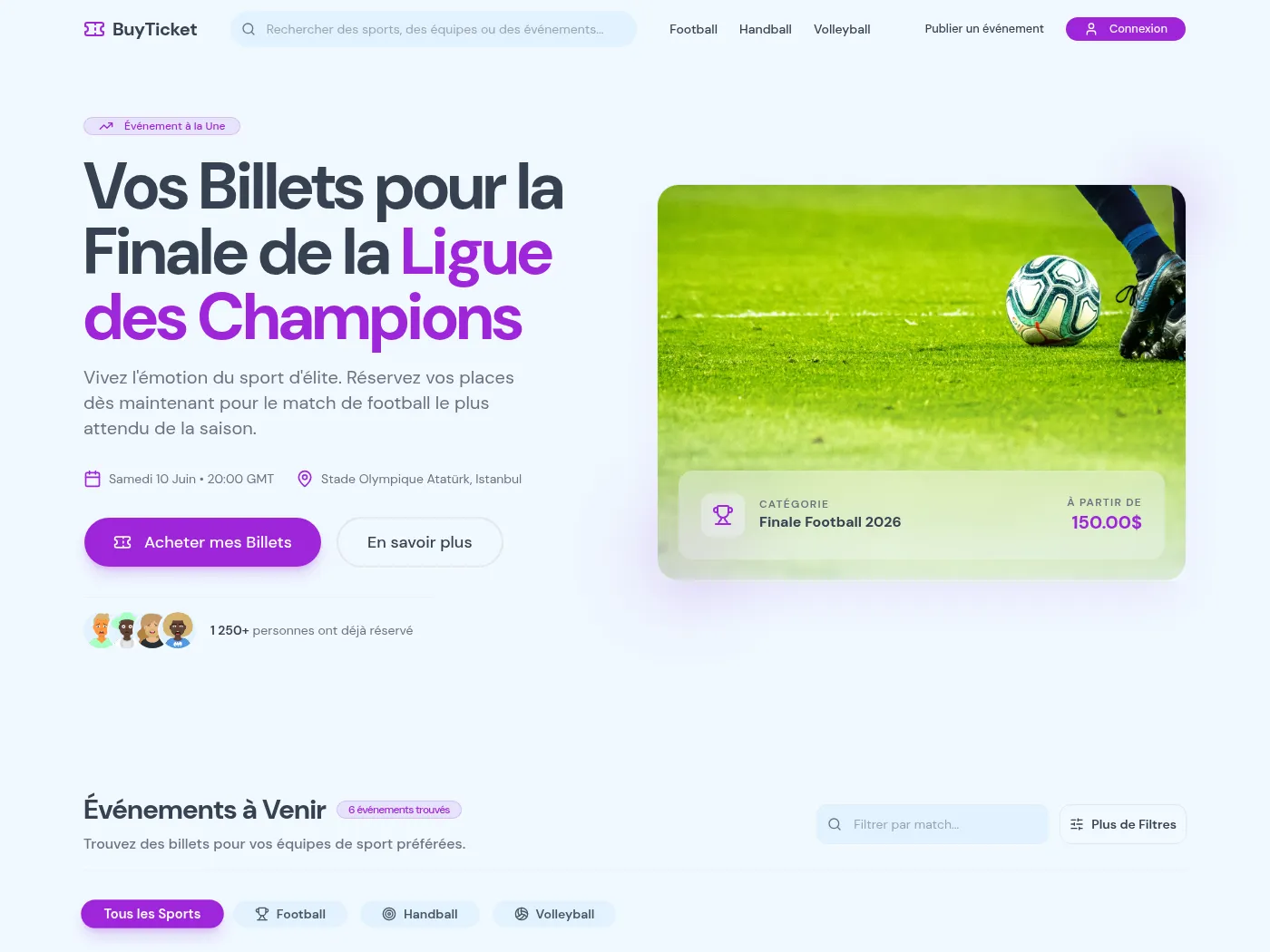 BuyTicket Sports Homepage