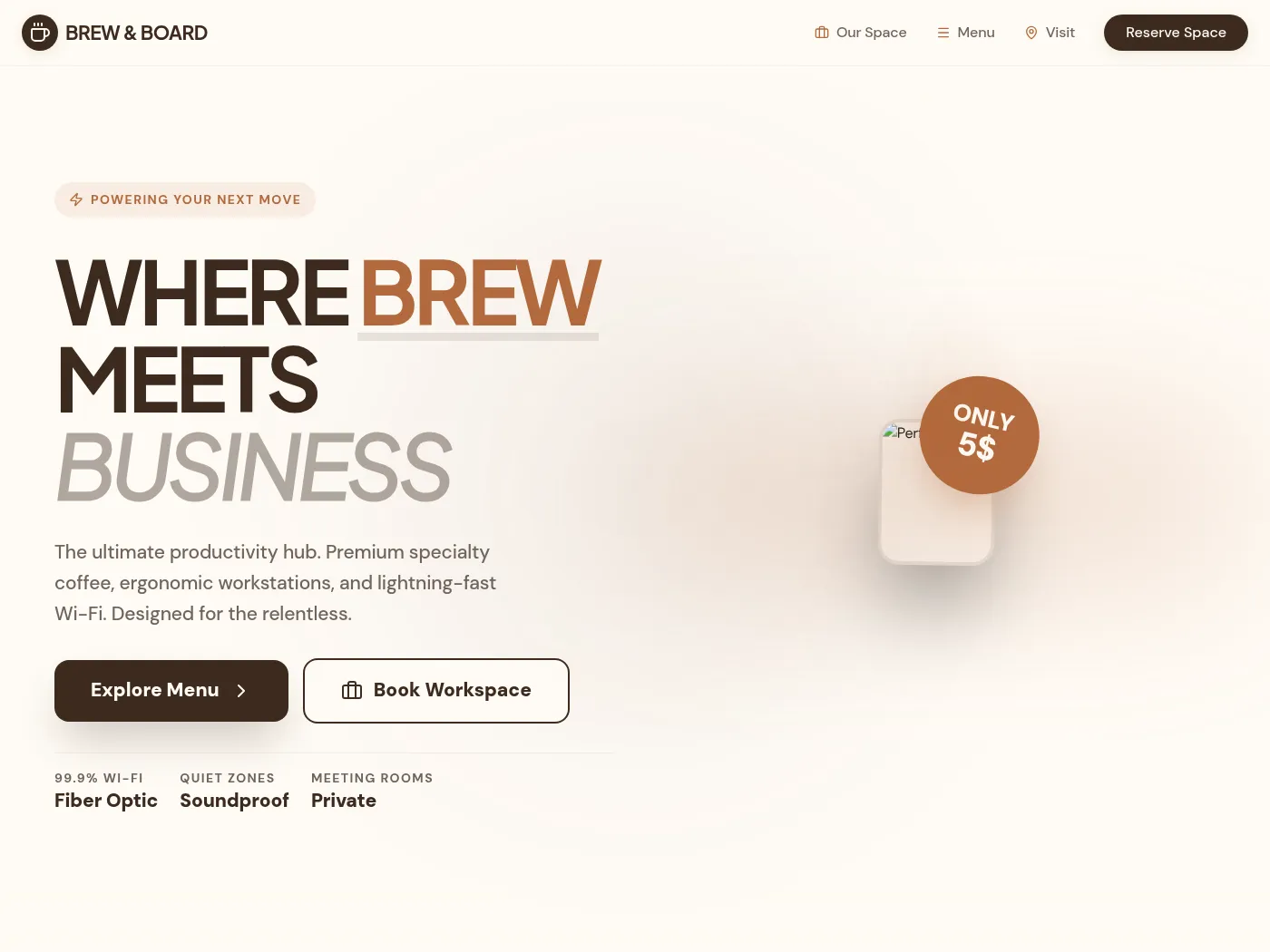Cafe Business Web Experience