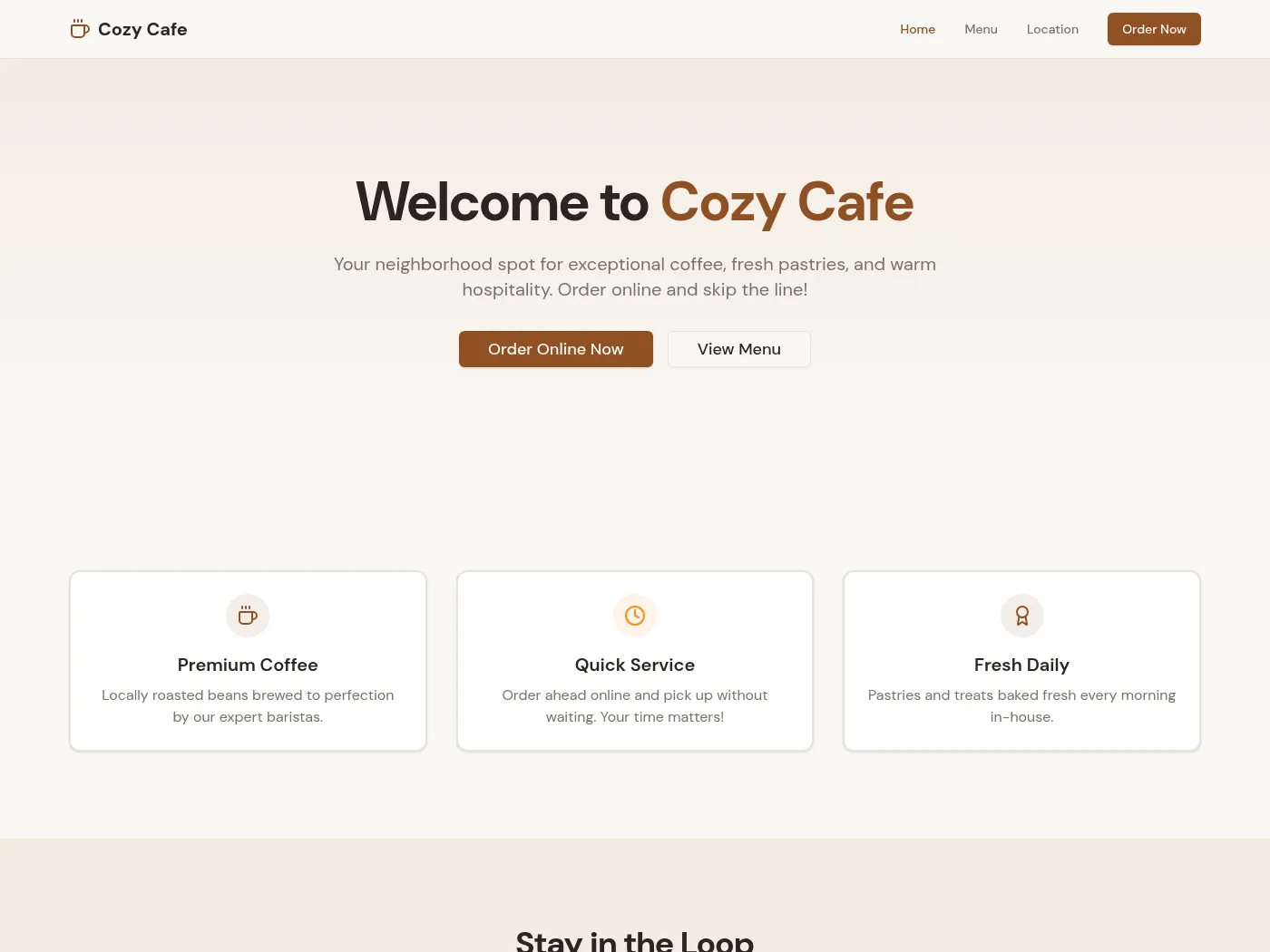 Cafe QuickOrder Web