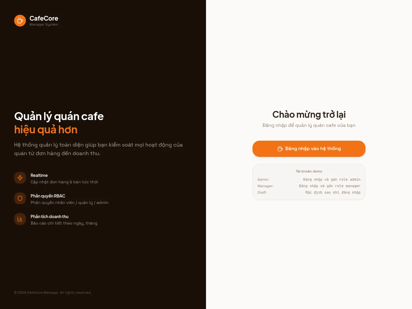 CafeCore Manager