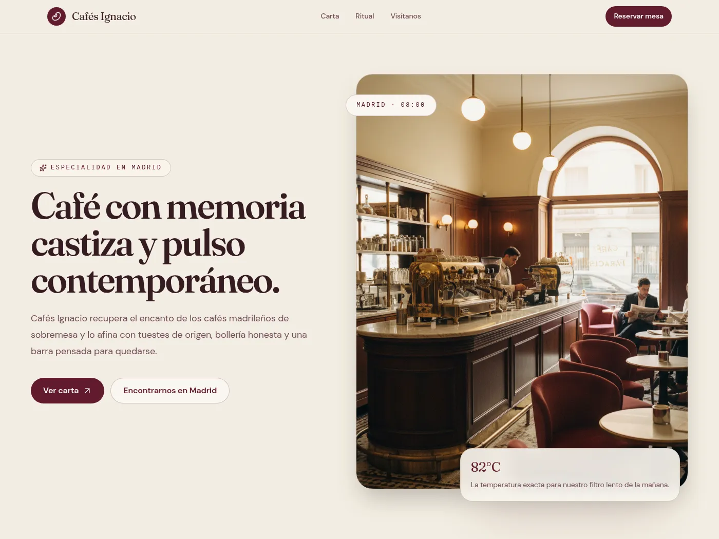 Cafés Ignacio Landing