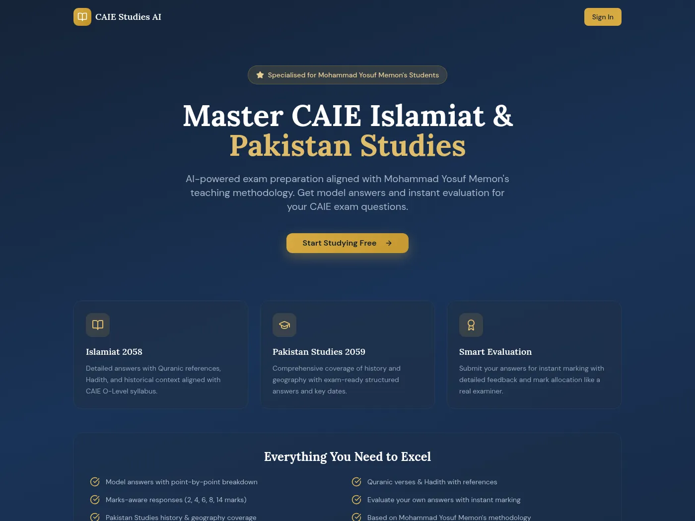CAIE Studies AI Chatbot