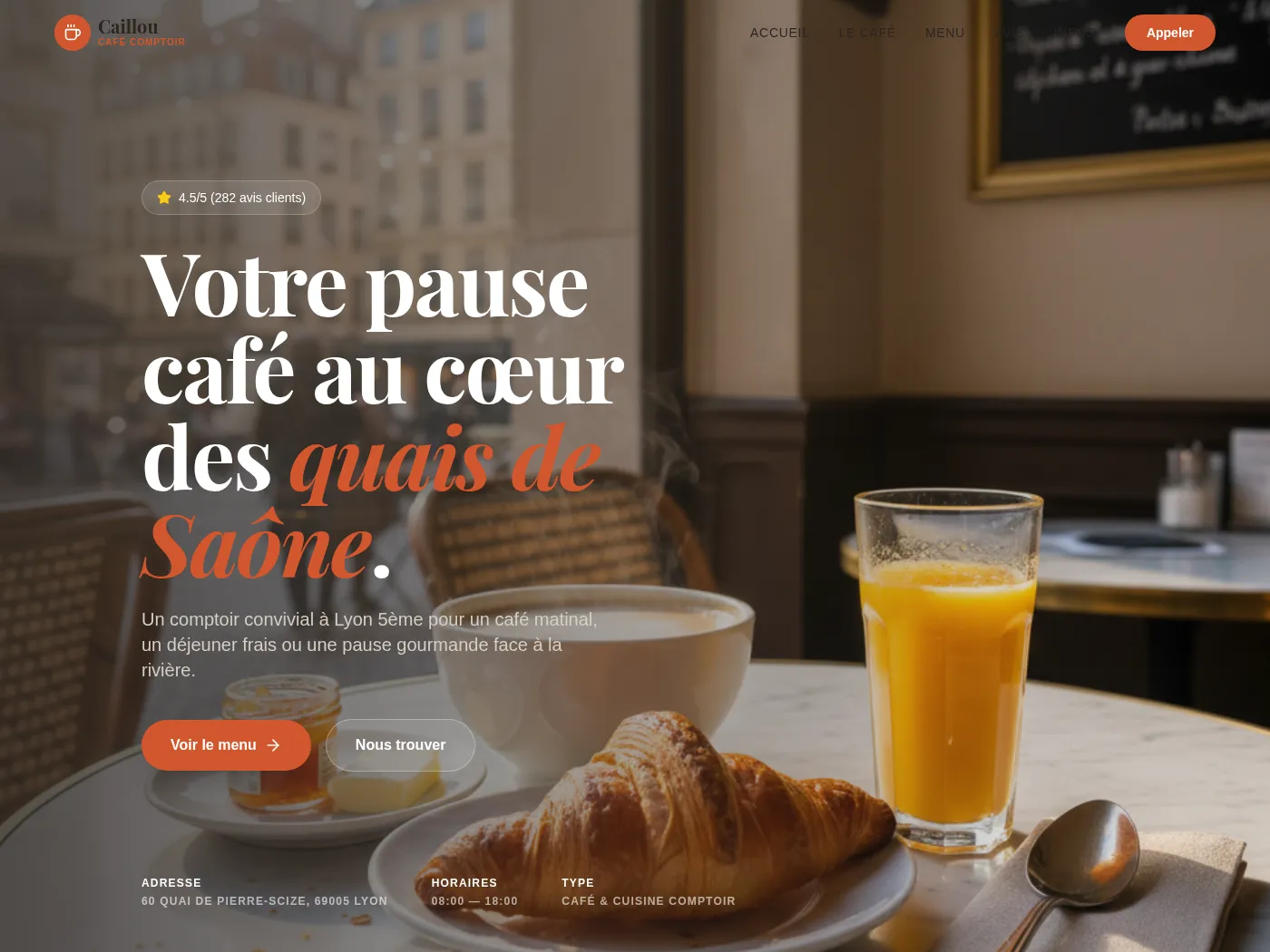 Caillou Café Web Experience