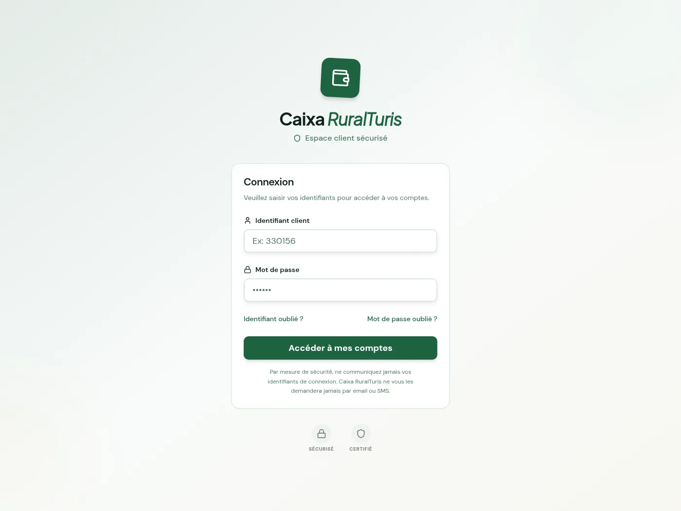 Caixa RuralTuris Client Portal