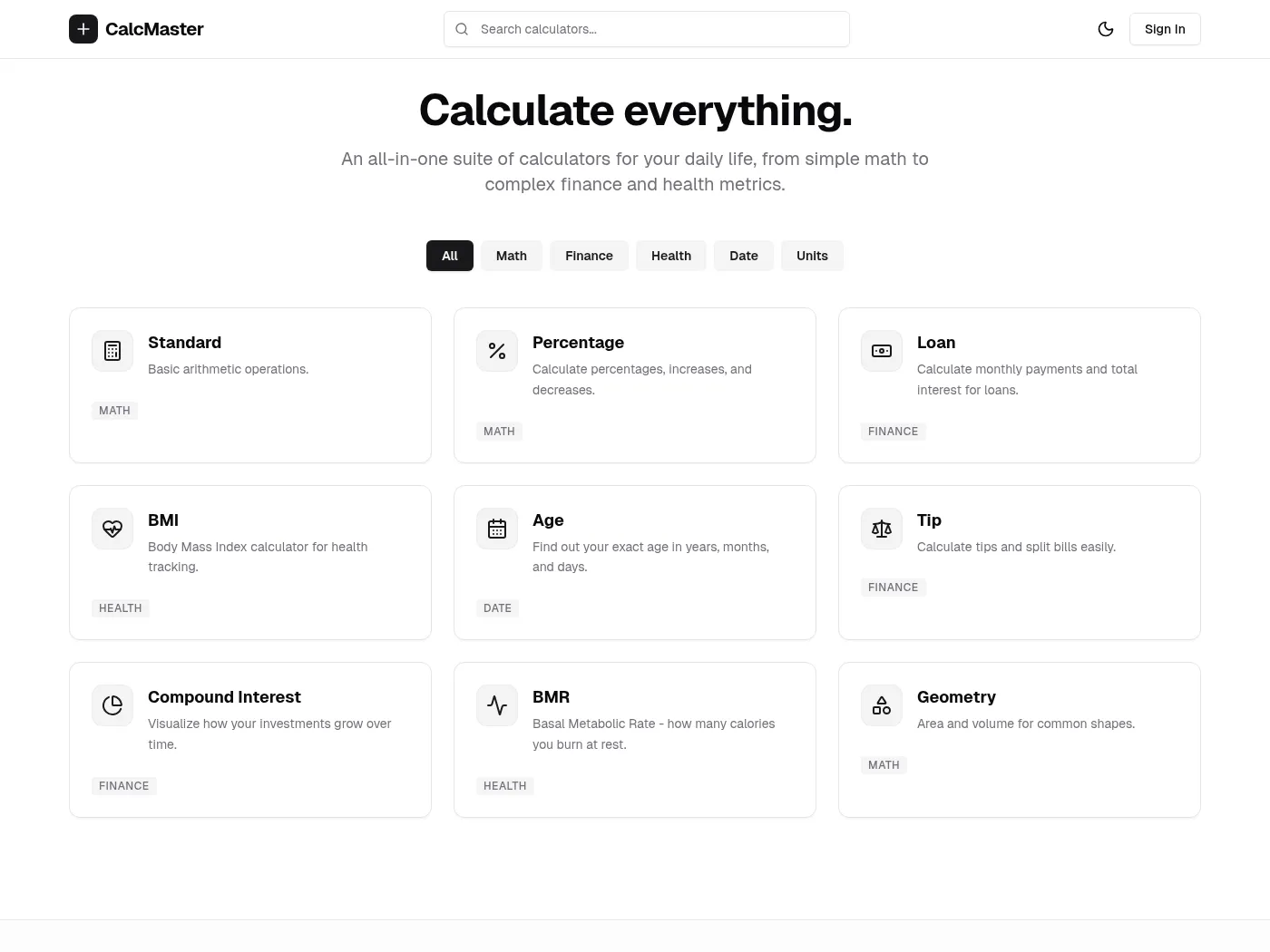 CalcMaster Web