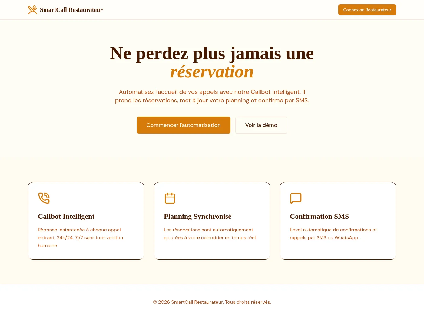 Smart Callbot Restaurateur